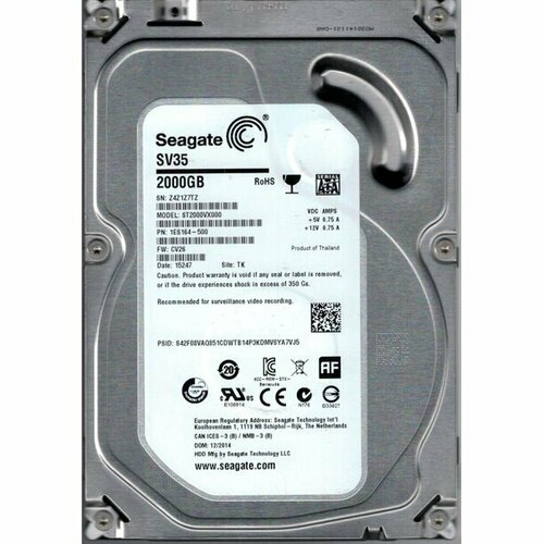 Жесткий диск Seagate SV35 2TB SATA 3.5" 6Gb/s 7200rpm 64Mb 1ES164-500