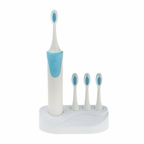 Электрическая зубная щётка Luazon LP-009, вибрационная, 8500 дв/мин, 4 насадки, 2хАА, синяя (комплект из 2 шт)