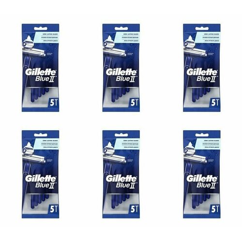 Gillette BLUEII Бритвы одноразовые 5шт 6 уп