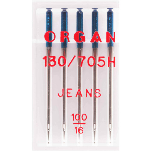 Иглы для швейной машины ORGAN для джинсы, №100, 5шт, 1шт