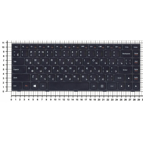 Клавиатура для ноутбука Lenovo G40-70 черная с черной рамкой без подсветки