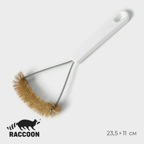 Щётка для чистки посуды и решёток-гриль Raccoon, металлической щетина, 23,5×11 см, цвет белый