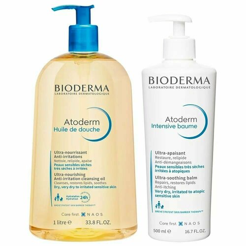 Bioderma Atoderm Набор: бальзам Intensive 500 мл + масло для душа 1 л