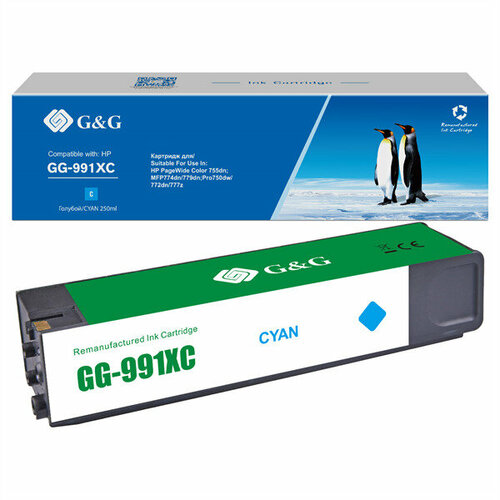 Cartridge G&G 991X для HP PageWide Managed, (16 000стр.), голубой (аналог X4D10AC, M0K06XC, M0J90AE)
