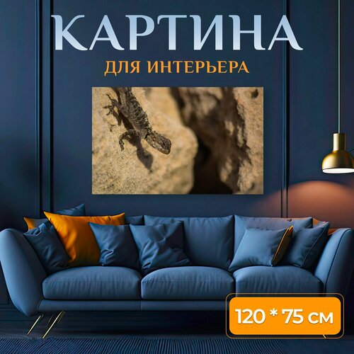 Картина на холсте "Природа, ящерица, рептилия" на подрамнике 120х75 см. для интерьера