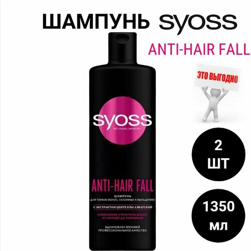 Шампунь для волос SYOSS Anti-Hair Fall 450мл / сьесс х2шт.