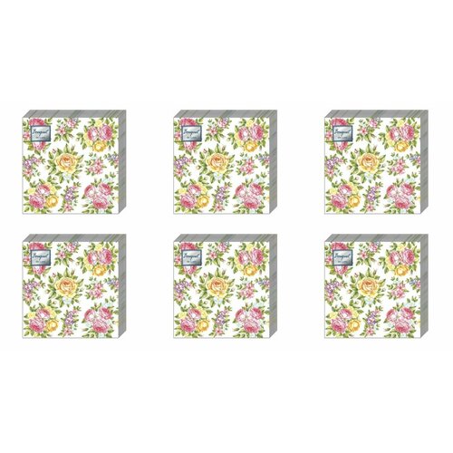 Bouquet Салфетки De Luxe Поле роз, 3 слоя, 24 х 24, 25 шт, 6 уп