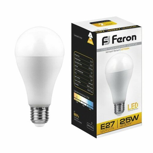 FERON Лампа светодиодная FERON, (25W) 230V E27 2700K A65, LB-100