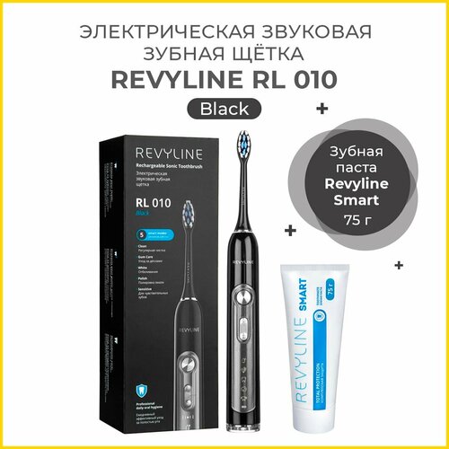 Электрическая зубная щетка Revyline RL 010 черная + Зубная паста Revyline Smart, 75 г