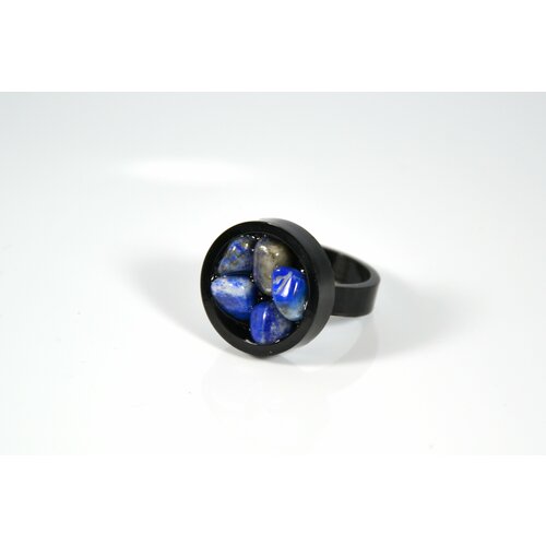 Кольцо Карамба, лазурит, размер 21, синий, черный