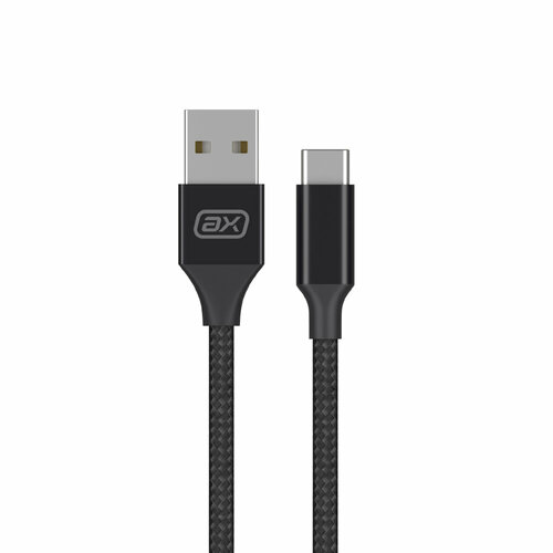 Дата-кабель USB-A - Type-C, 2A, 2 м, черный, нейлон, ахха, ахха 7269