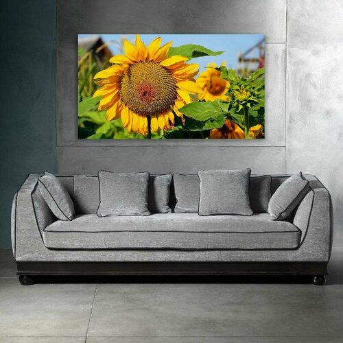 Картина на холсте 60x110 LinxOne "Осень семечки подсолнух" интерьерная для дома / на стену / на кухню / с подрамником