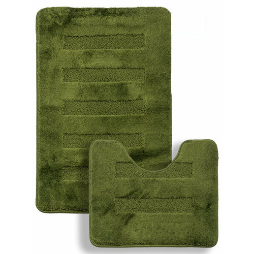 Набор ковриков для ванной комнаты Home Decor Unicolor 50х80см и 40х50см противоскользящий темно-зеленый AQ.02.1545
