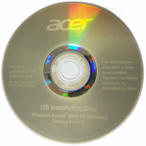 Дистрибутив (диск) MS Win Server 2008 R2 Standard DVD by Acer