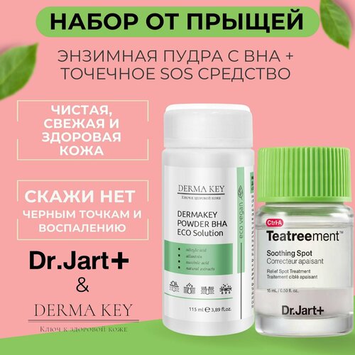 Набор от прыщей и акне: Минеральная пудра + Корректор спот. Derma Key Powder BHA ECO, 115g и Dr.Jart Soothing Spot