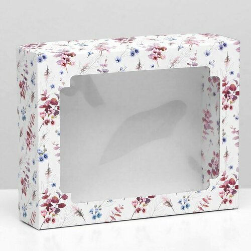Коробка самосборная, крышка-дно, с окном, «Нежность» 18 х 15 х 5 см(5 шт.)