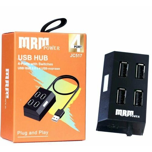 USB-разветвитель (Хаб) JC517 4USB Ports 2.0 (Black)