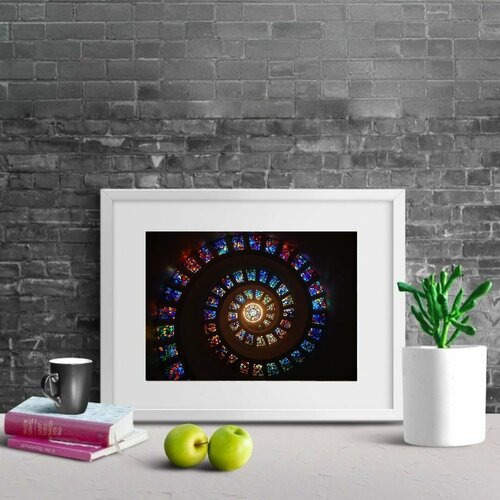 Постер "Спираль из разноцветных стекол - абстракция" от Cool Eshe из коллекции "Креатив", плакат А4 (29,7 х 21 см) для интерьера