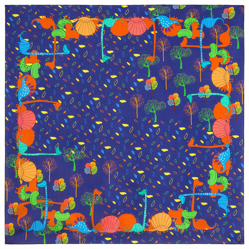 Платок Павловопосадская платочная мануфактура,80х80 см, фиолетовый, голубой