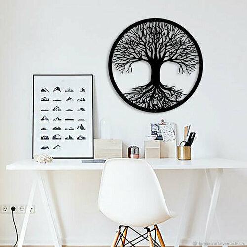 Панно 50х50 см "Дерево жизни" декоративное настенное чёрное, декор на стену, картина
