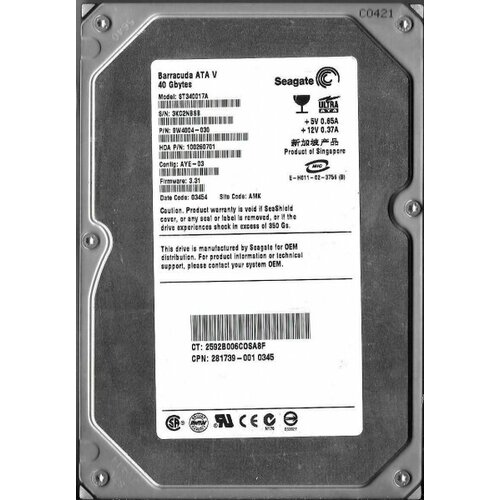 Жесткий диск Seagate ST340017A 40Gb 7200 IDE 3.5" HDD