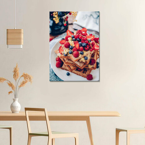 Картина/Картина на холсте для интерьера/Картина на стену/Картина для кухни/ - Вафли и ягоды(3) 30х40
