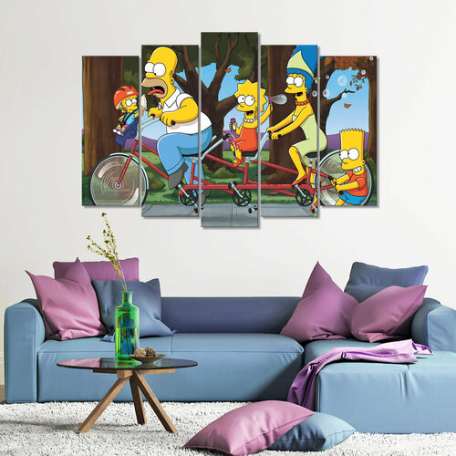 Модульная картина/Модульная картина на холсте/Модульная картина в подарок/ Симпсоны мультфильМ- The Simpsons cartoon 125х85