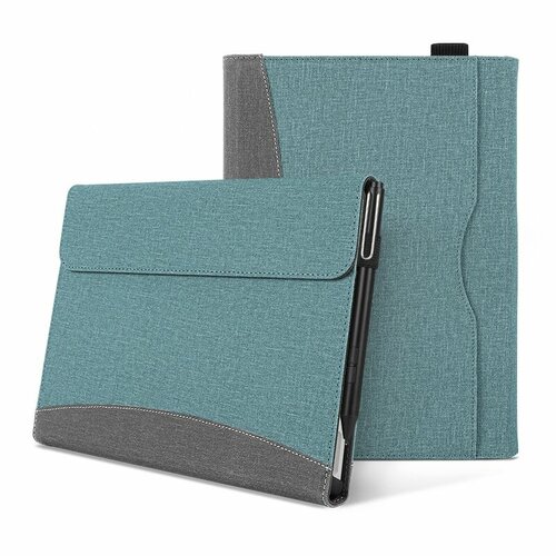 Чехол-клатч-сумка MyPads для Microsoft Surface Pro 9 с отделением под клавиатуру из качественной водоотталкивающей импортной кожи зеленый
