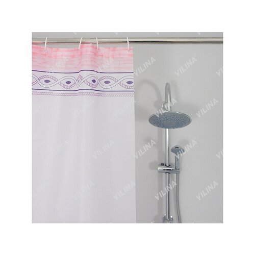 Шторы для ванн вилина 180Х180(170х180) П/Э розовый орнамент вилина