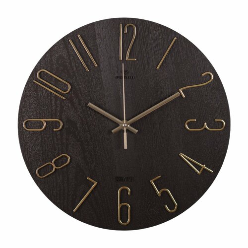 Часы настенные, серия: Классика, плавный ход, d-30 см, коричневые