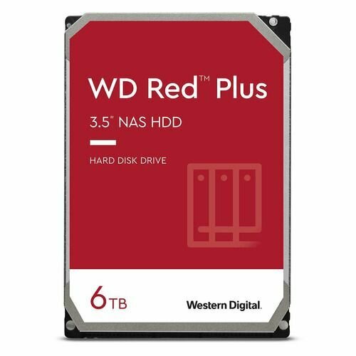 Жесткий диск WD Red Plus WD60EFZX, 6ТБ, HDD, SATA III, 3.5"