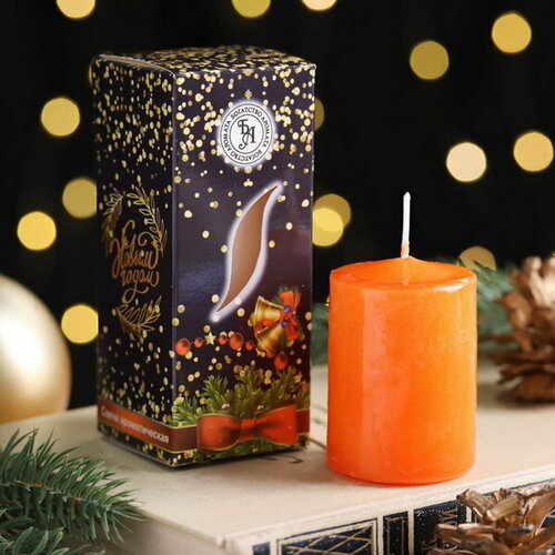 Свеча ароматическая новогодняя "Волшебства в Новом году", апельсин, 4x6 см, в коробке