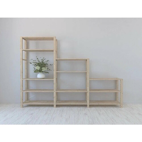 Стеллаж деревянный 3 секции/полки разной высоты IKEA Ivar 179*30*259 см, высоты секций: 73 см,124 см, 179 см