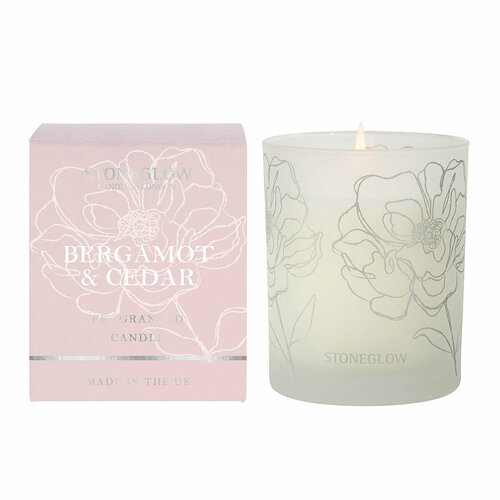 Свеча ароматическая StoneGlow "Бергамот и кедр", для декора, парфюм для дома, 1 шт.
