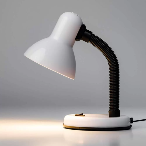 Настольная лампа-светильник из металла 40W E27 с гибкой ножкой белый
