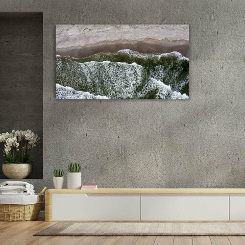 Картина на холсте 60x110 LinxOne "Море вид сверху песок" интерьерная для дома / на стену / на кухню / с подрамником