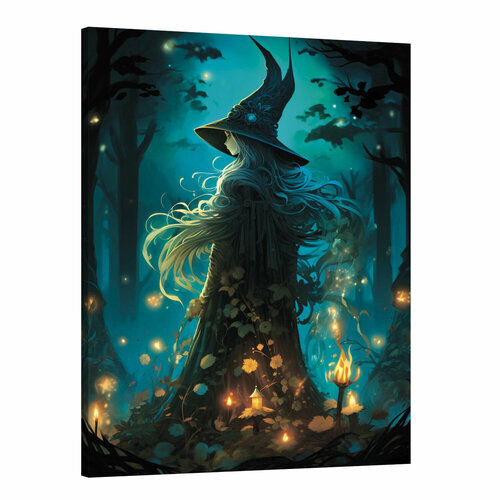 Интерьерная картина 50х70 "Ведьма в магическом лесу"