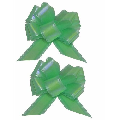 Бант-шар 2 штуки подарочный перламутр с тиснением цвет светло-зеленый