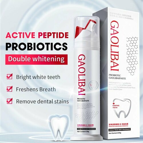 Зубная паста Gaolibai, отбеливающая с пробиотиками, уход за полостью рта, баланс микрофлоры, для ежедневного применения, 120 гр