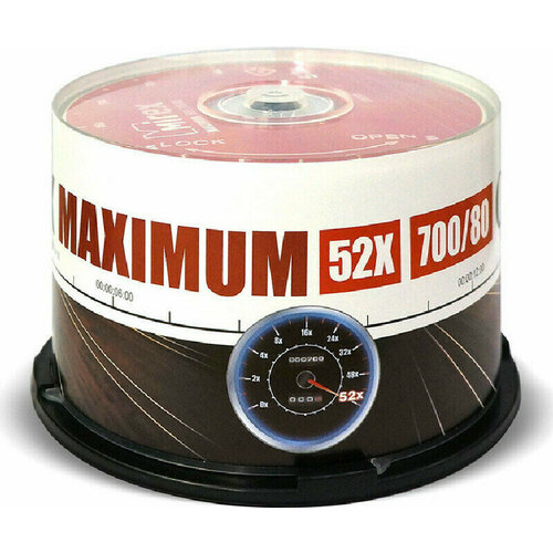 CD-R Носители информации CD-R, 52x, Mirex Maximum, Cake/50, UL120052A8B