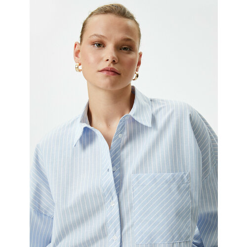 Рубашка  KOTON, размер 36, синий