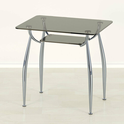 Стеклянный кухонный стол Вокал 10 серый/хром (900х600 мм)