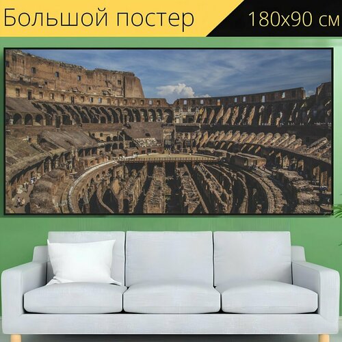 Большой постер "Колизей, европа, рим" 180 x 90 см. для интерьера
