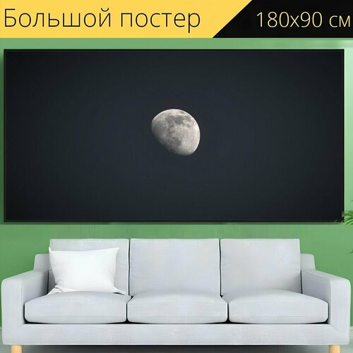 Большой постер "Луна, небо, ночь" 180 x 90 см. для интерьера