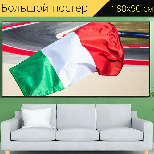 Большой постер "Италия, флаг, схема" 180 x 90 см. для интерьера
