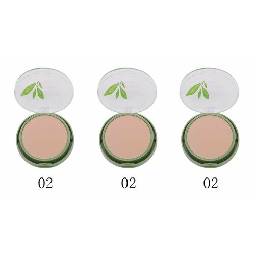 Farres cosmetics Пудра 3018-02 c экстрактом зеленого чая, тон 02 светло-бежевый, 3 шт
