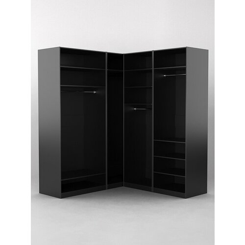 Комплект гардеробных шкафов "Комфорт" №6, Черный 200 x 200 x 240 см