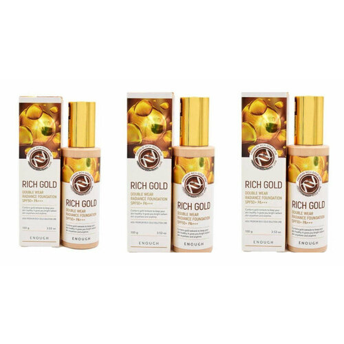 Основа тональная с золотом Enough Premium Rich Gold Double Wear Radiance Foundation, тон 21, 100 мл, 3 шт.