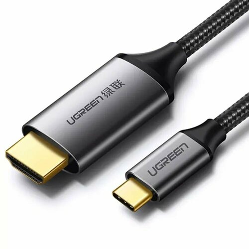 Кабель UGREEN MM142 (25155) USB-C to HDMI Male to Male Cable Aluminum Shell (1 метр) серый