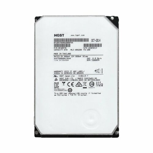 Жесткий диск HGST HUS726060ALS644 6Tb 7200 SAS 3,5" HDD